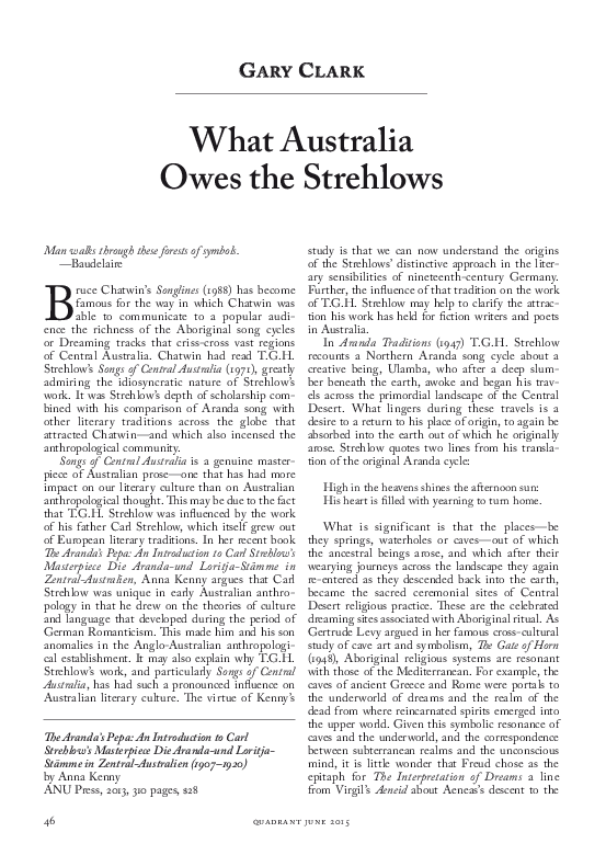 (PDF) What Australia Owes the Strehlows