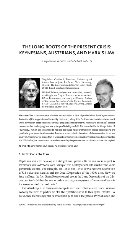 (PDF) The long roots of the present crisis: Keynesians, Austerians and ...