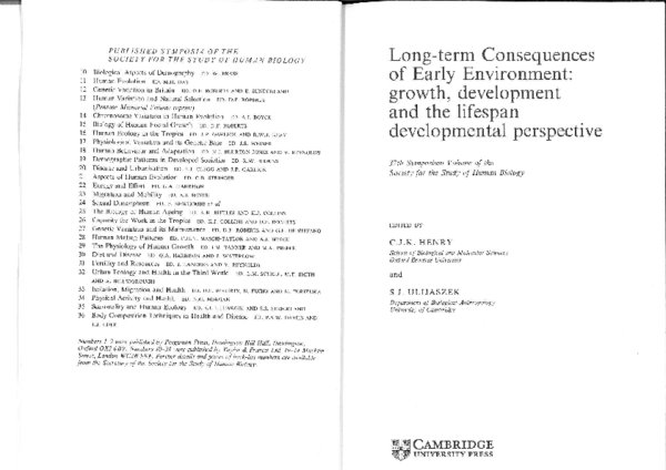 (PDF) Long-term consequences of early environmental influences on human ...