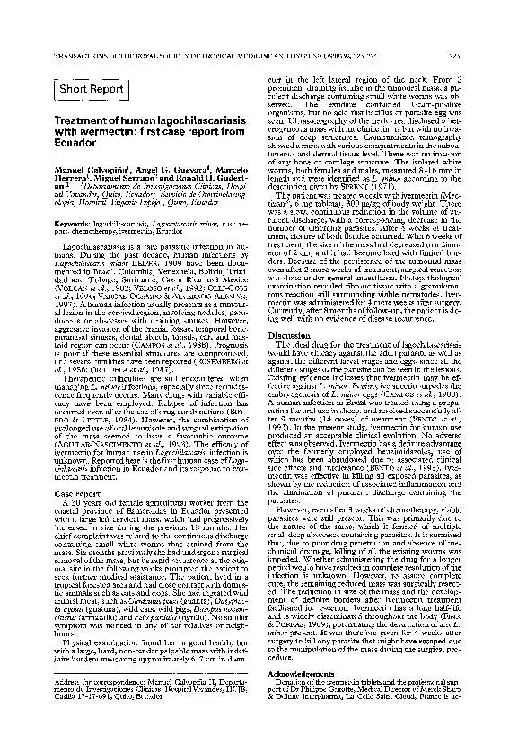 (PDF) Lagochilascariasis