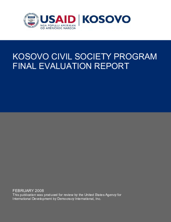 (PDF) KOSOVO CIVIL SOCIETY PROGRAM FINAL EVALUATION REPORT