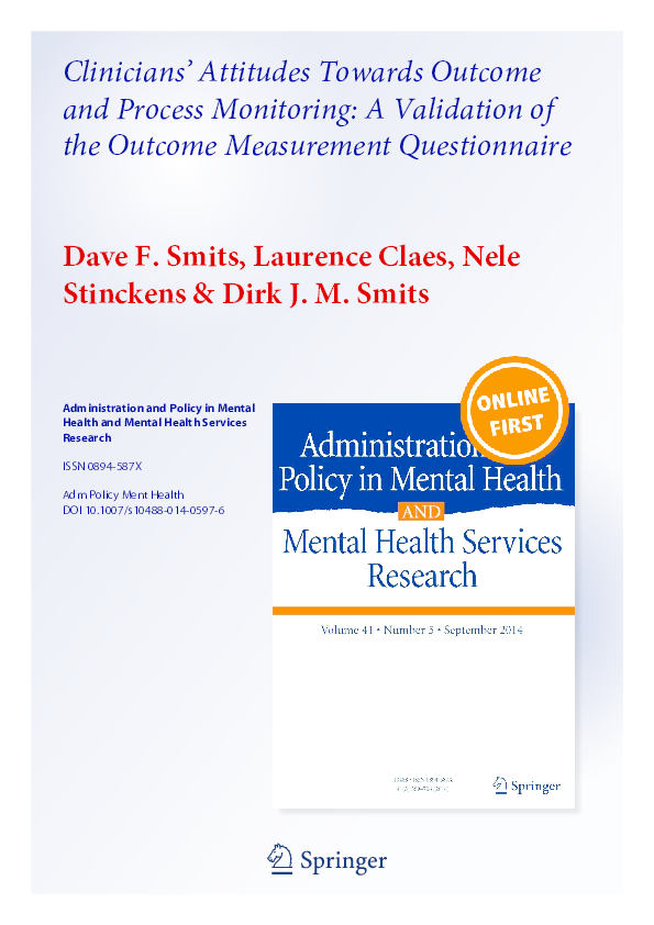 (PDF) Clinicians’ Attitudes Towards Outcome and Process Monitoring: A ...