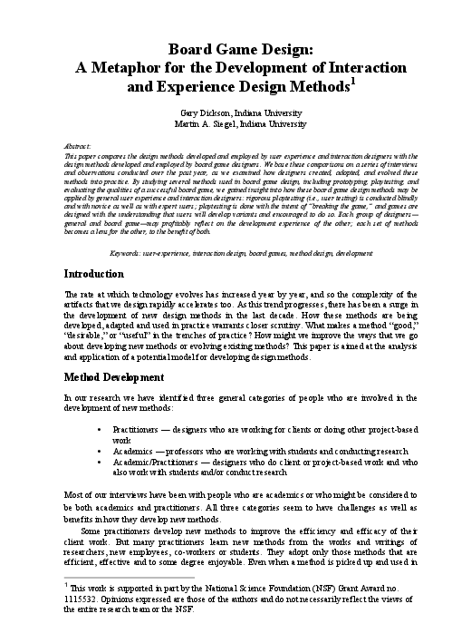 Board Game Design: A Metaphor for the Development of Interaction and ...