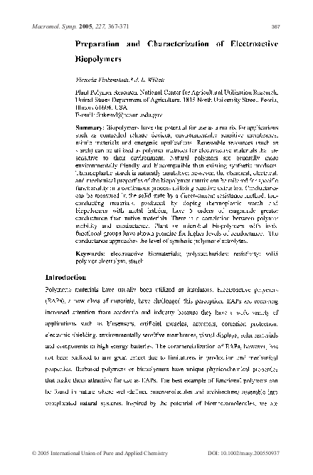 (PDF) Preparation and Characterization of Electroactive Biopolymers