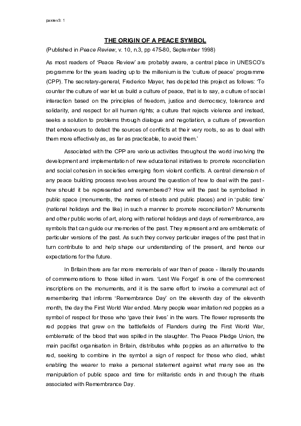 (PDF) The origin of a peace symbol