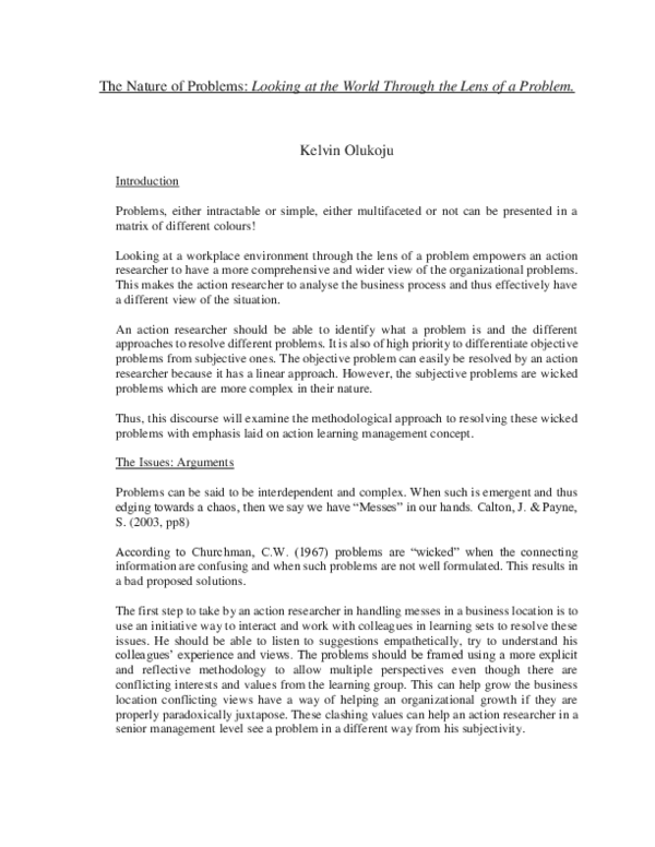 (PDF) The Nature of Problems: Looking at the World Through the Lens of ...