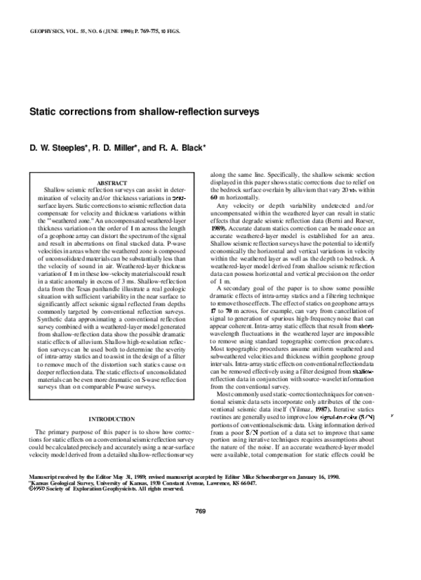 (PDF) Static corrections from shallow-reflection surveys