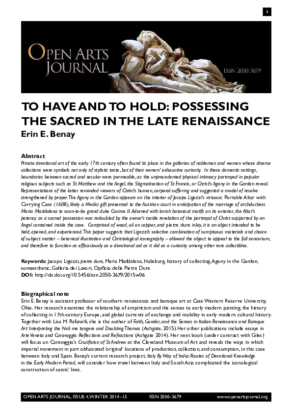 (PDF) TO HAVE AND TO HOLD: POSSESSING THE SACRED IN THE LATE ...