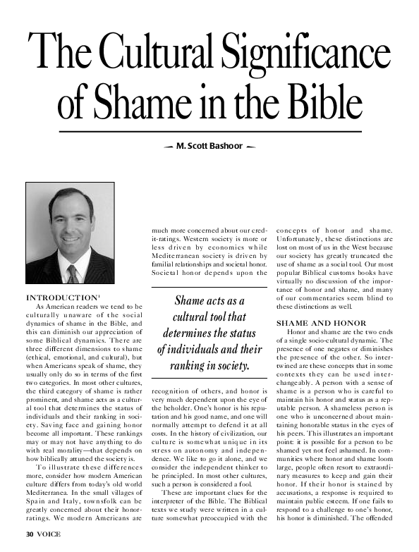 (PDF) The Cultural Significance of Shame in the Bible