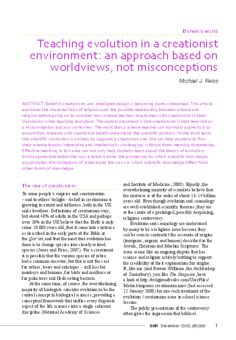 (PDF) Teaching evolution in a creationist environment: an approach ...