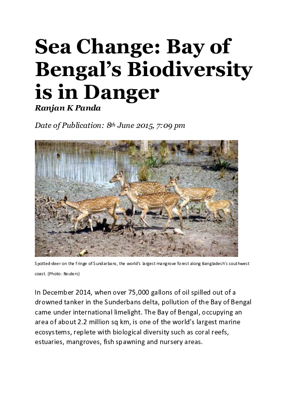 (PDF) Sea Change: Bay of Bengal’s Biodiversity is in Danger