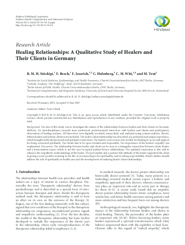 (PDF) Healing Relationships: A Qualitative Study of Healers and Their ...