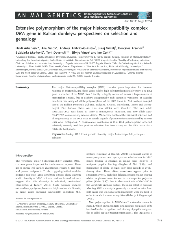 (PDF) Extensive polymorphism of the major histocompatibility complex ...
