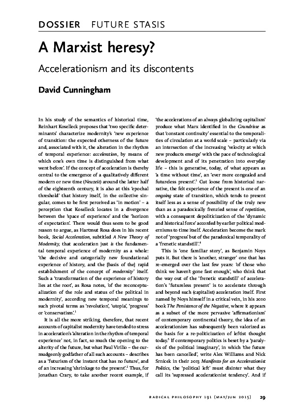 (PDF) A Marxist Heresy? Accelerationism and its Discontents