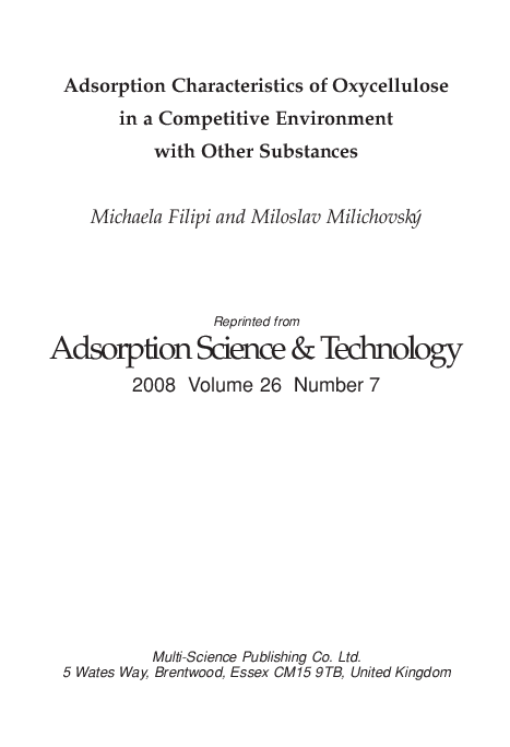 (PDF) Adsorption Characteristics of Oxycellulose in a Competitive ...