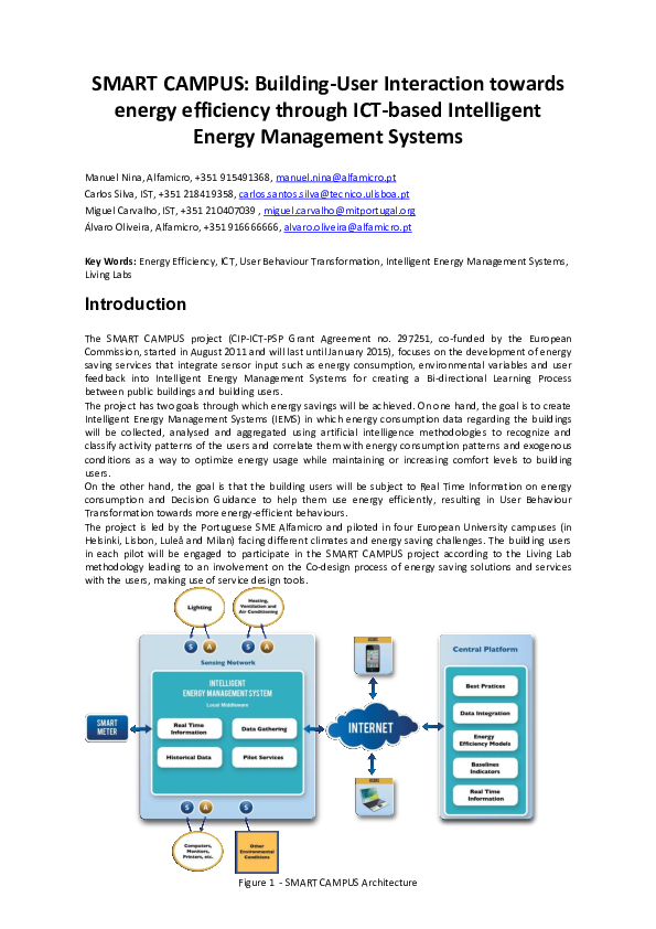 (PDF) SMART CAMPUS: Building-User Interaction towards energy efficiency ...