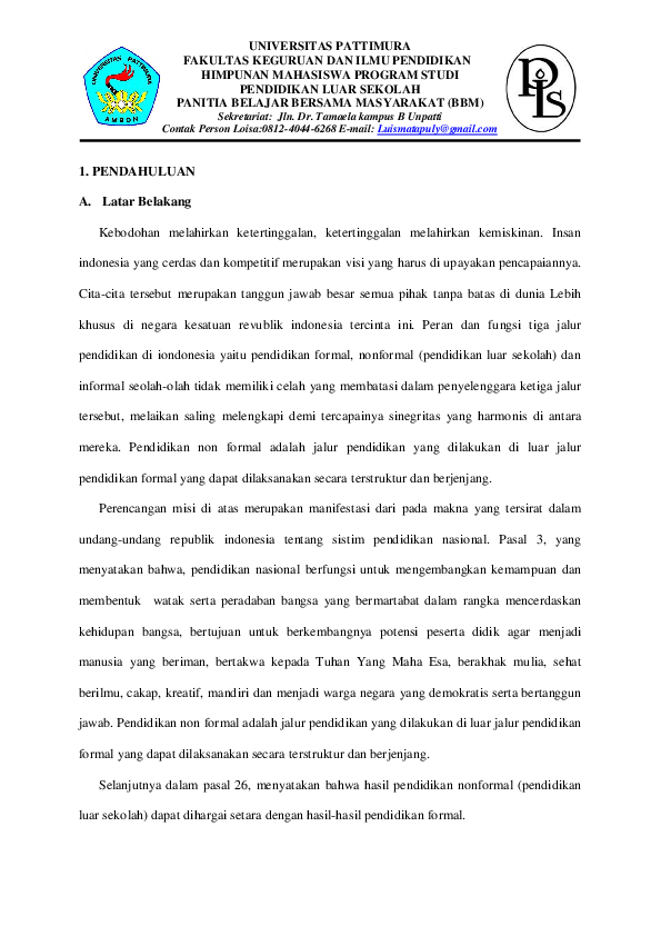 (PDF) Proposal BBM PLS-FKIP Unpatti Ambon