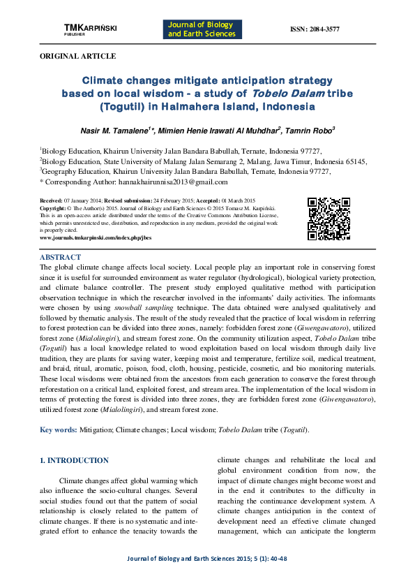 (PDF) Climate changes mitigate anticipation strategy based on local ...