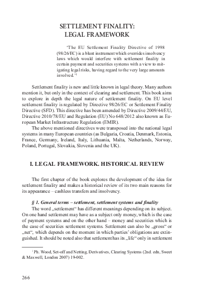 Settlement Finality: Legal Framework (Book Review)