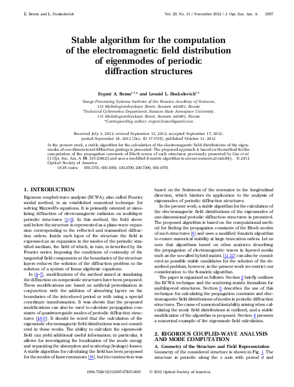 (PDF) Stable algorithm for the computation of the electromagnetic field distribution of ...
