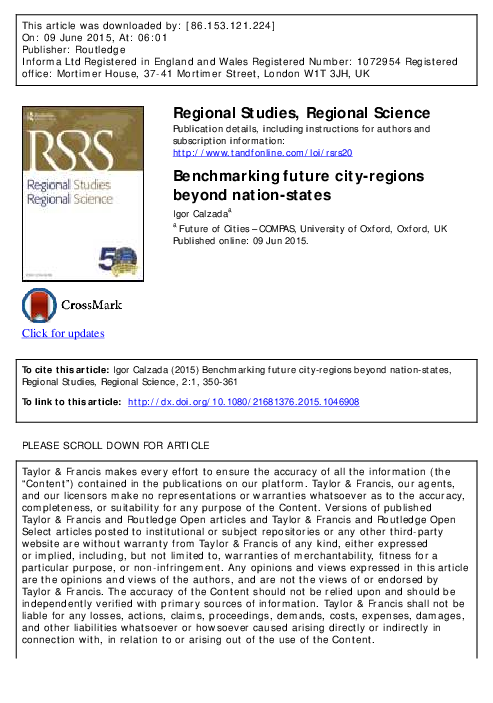 Benchmarking Future City-Regions Beyond Nation-States (Journal RSRS ...