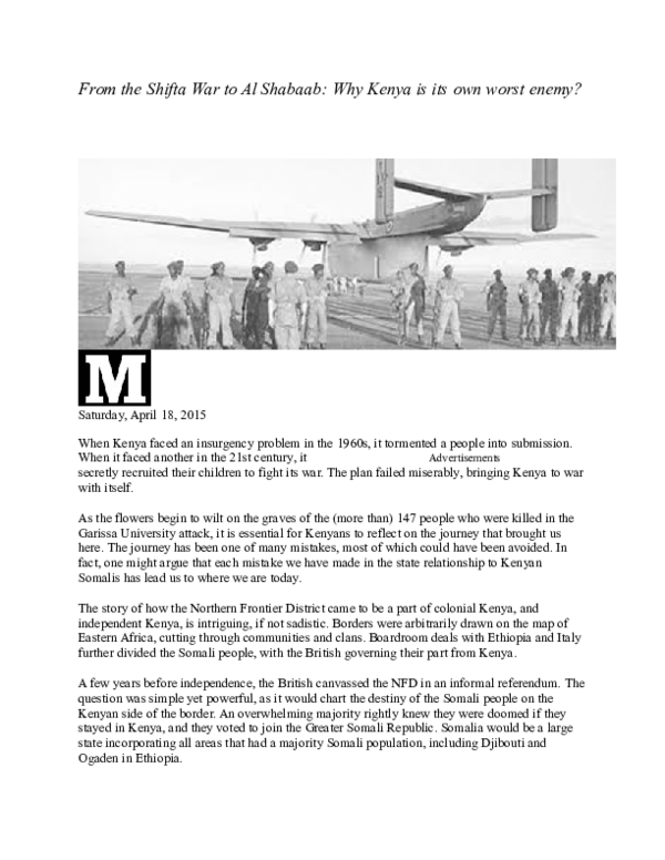 (DOC) Kenya: From Shifta War to Al-Shabab War [1964-2004]