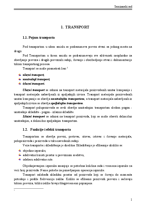 (PDF) TRANSPORT 1.1. Pojam transporta