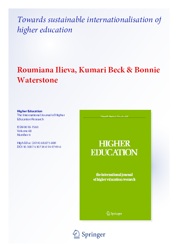 (PDF) Towards sustainable internationalisation of higher education