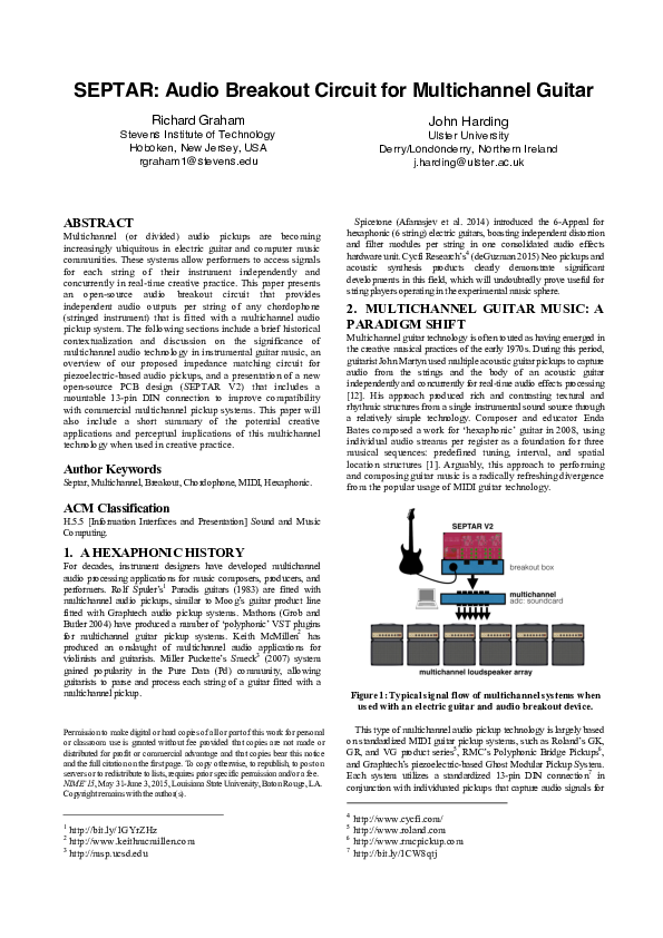 (PDF) SEPTAR: Audio Breakout Circuit for Multichannel Guitar