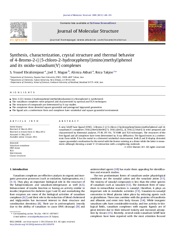 (PDF) Synthesis, characterization, crystal structure and thermal behavior of 4-Bromo-2-(((5 ...