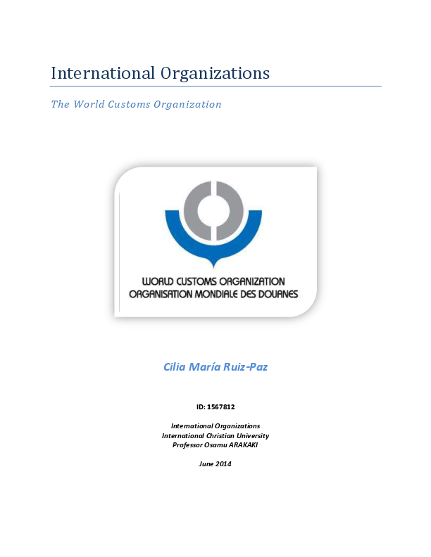 (PDF) International Organizations - The World Customs Organization