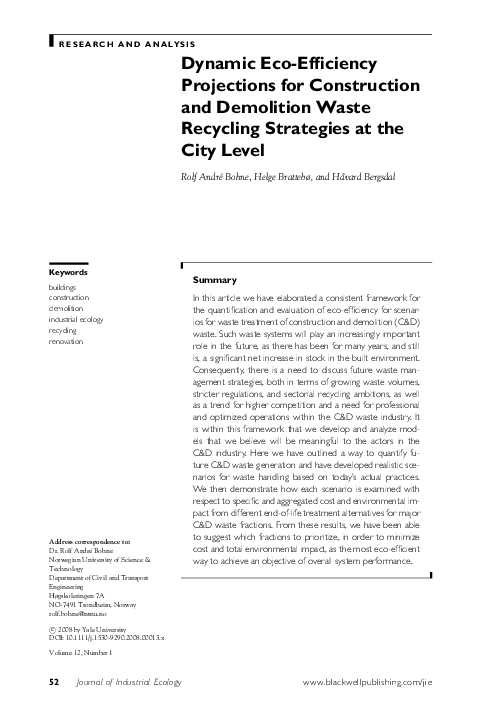 (PDF) Dynamic Eco-Efficiency Projections for Construction and ...