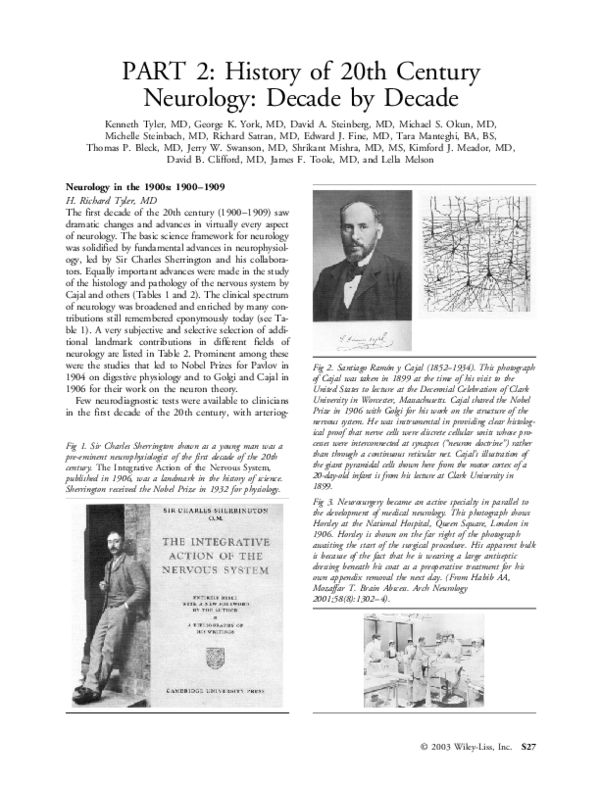 (PDF) Part 2: History of 20th century neurology: Decade by decade