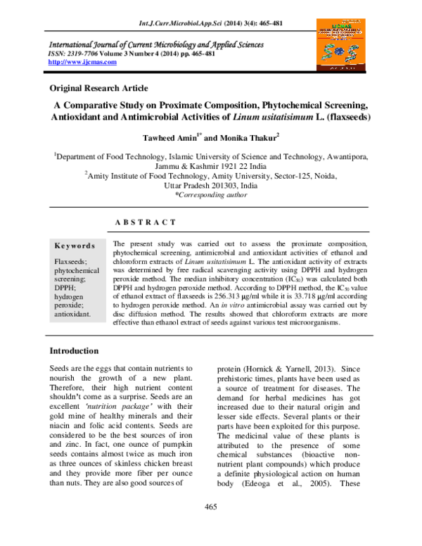(PDF) A Comparative Study on Proximate Composition, Phytochemical Screening, Antioxidant and ...