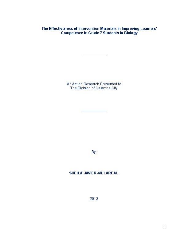 (DOC) The Effectiveness of Intervention Materials in Improving Learners ...