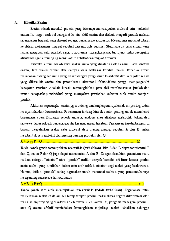 (DOC) Kinetika enzim