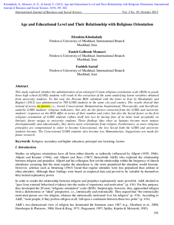 (PDF) Age and Educational Level and Their Relationship with Religious ...