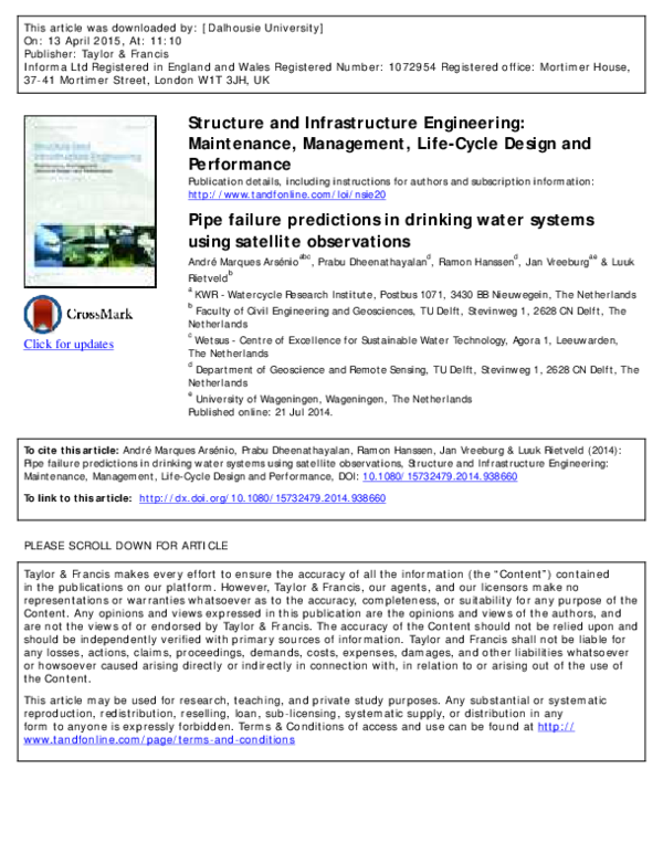 (PDF) Structure and Infrastructure Engineering: Maintenance, Management ...