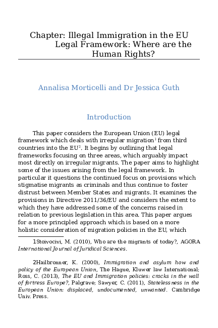 Irregular Immigration in the EU Legal Framework: Where are the Human ...