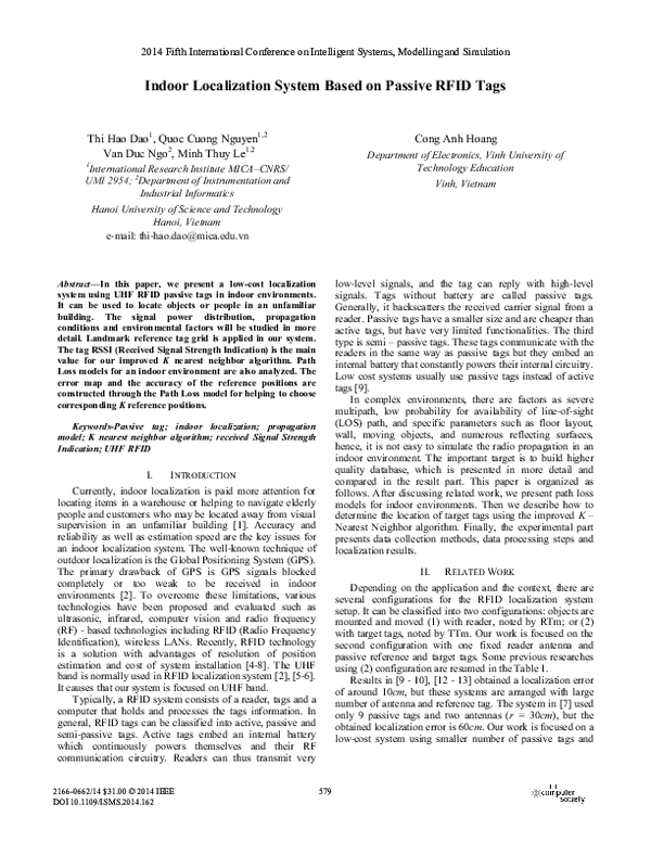 (PDF) Indoor Localization System Based on Passive RFID Tags