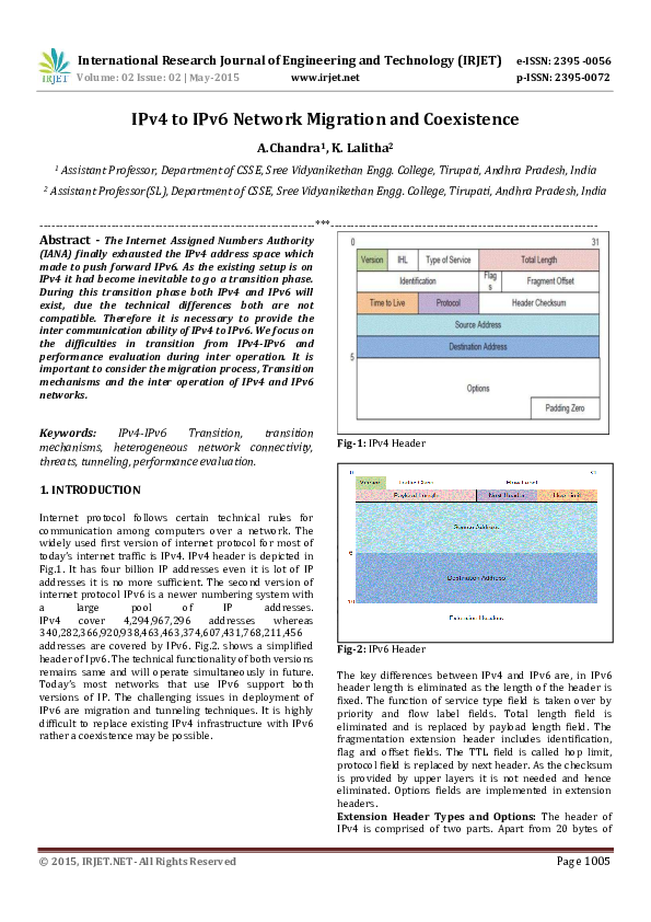 (PDF) IRJET-IPv4 to IPv6 Network Migration and Coexistence