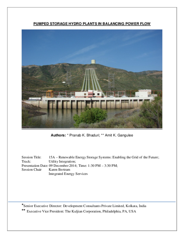 (PDF) PUMPED STORAGE HYDRO PLANTS IN BALANCING POWER FLOW