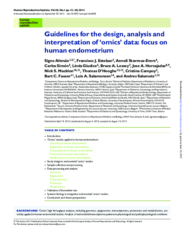 (PDF) Guidelines for the design, analysis and interpretation of 'omics ...