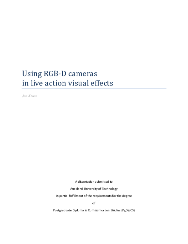 (PDF) Using RGB-D cameras in live action visual effects