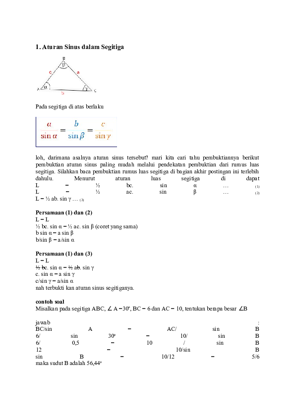 (DOC) Aturan Sinus dalam Segitiga