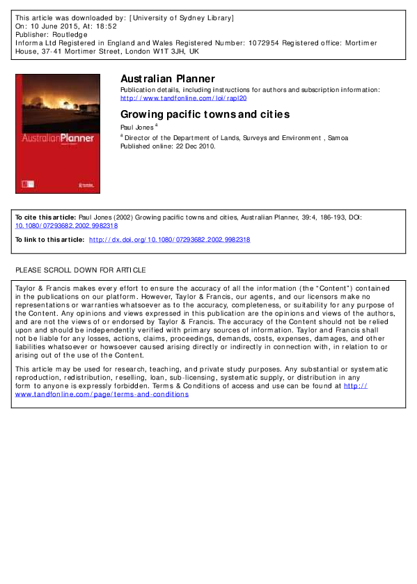 (PDF) Growing Pacific Towns and Cities - Samoa’s new planning and urban ...