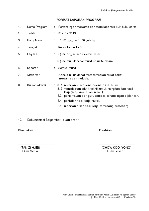 (DOC) FORMAT LAPORAN PROGRAM