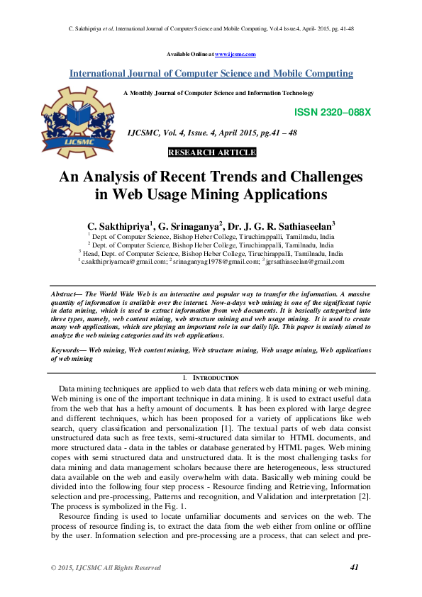 Pdf An Analysis Of Recent Trends And Challenges In Web Usage Mining Applications