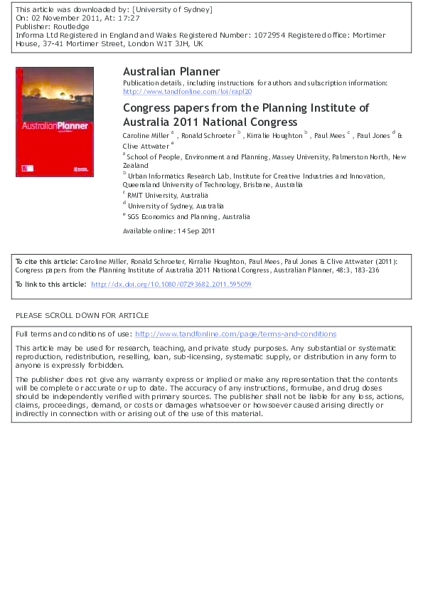 (PDF) Congress papers from the Planning Institute of Australia National ...