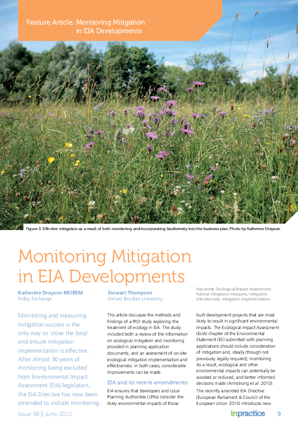 (PDF) Monitoring Mitigation in EIA Developments